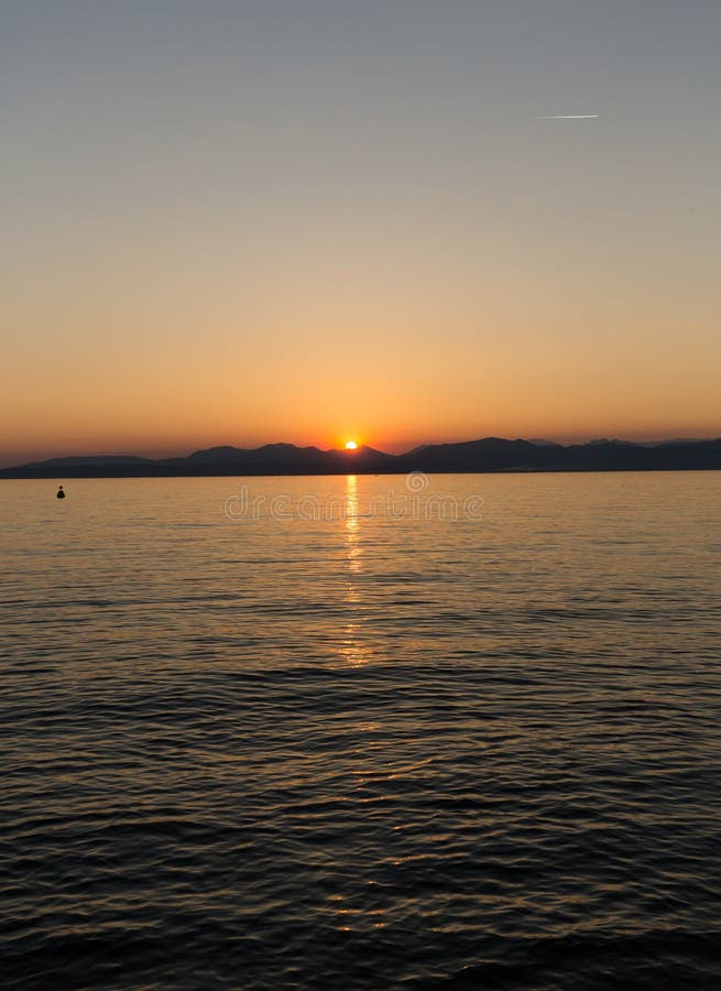 Beautiful Sunset at Garda Lake in Italy. Stock Photo - Image of ...