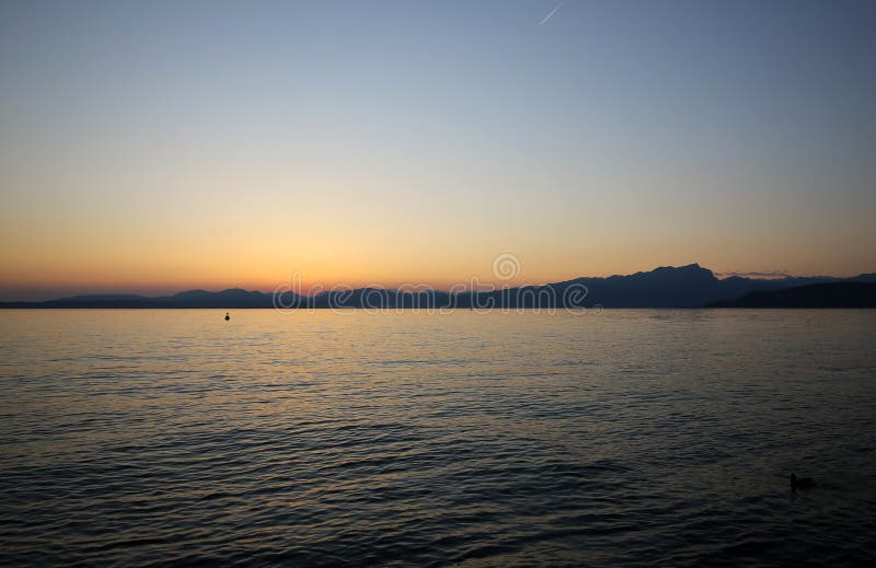 Beautiful Sunset at Garda Lake in Italy Stock Image - Image of lazise ...