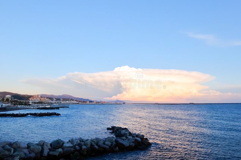 Beautiful sunset in Genova stock photo. Image of clouds - 143775828