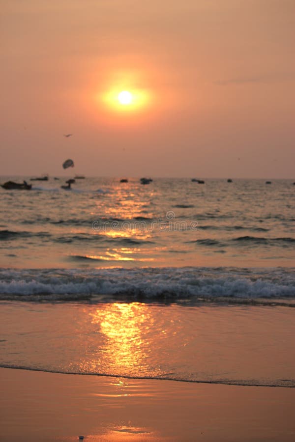 Sunset in Goa, Indian Ocean Stock Image - Image of lifestyle, outdoor ...