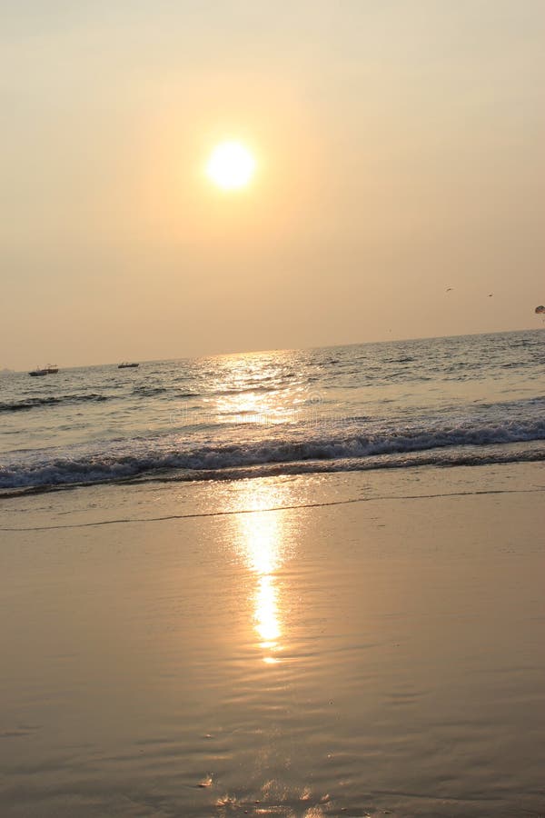Sunset in Goa, Indian Ocean Stock Photo - Image of color, boat: 148511610