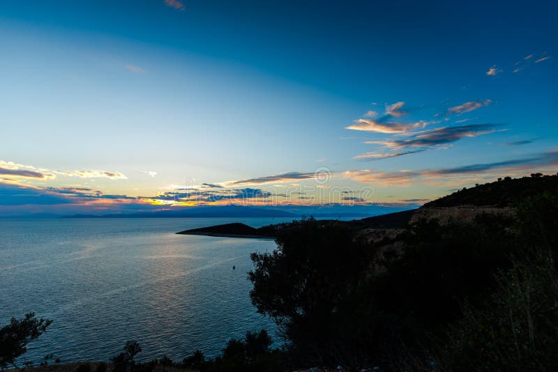 Beautiful sunset in Greece stock photo. Image of beautiful - 109853806