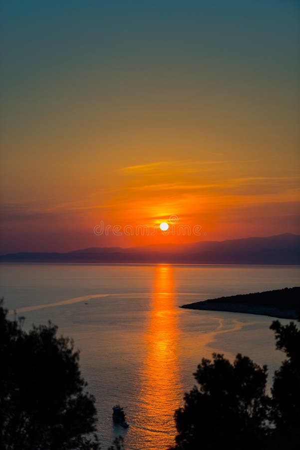Beautiful sunset in Greece stock photo. Image of cloud - 109854846