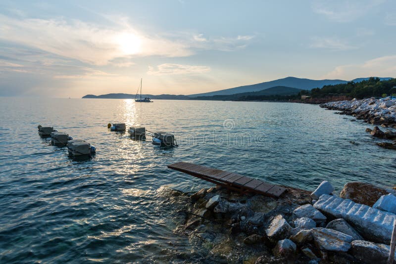 Beautiful sunset in Greece stock image. Image of calm - 109854957