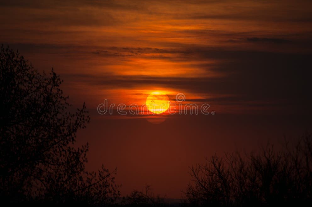 Beautiful Sunset in the Haze Stock Image - Image of autumn, nature ...