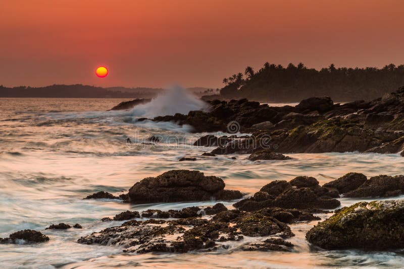 Beautiful Sunset on the Indian Ocean Stock Image - Image of resort ...