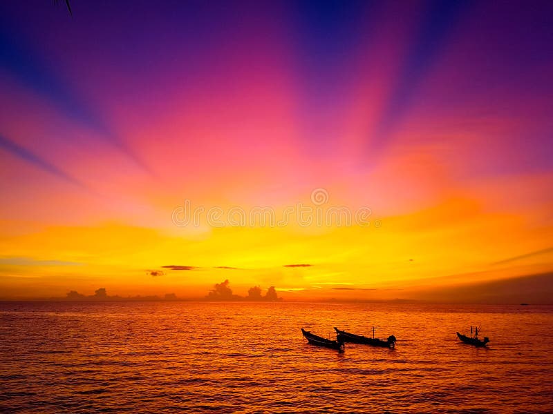 The Beautiful Sunset on the Island Stock Image - Image of afterglow ...