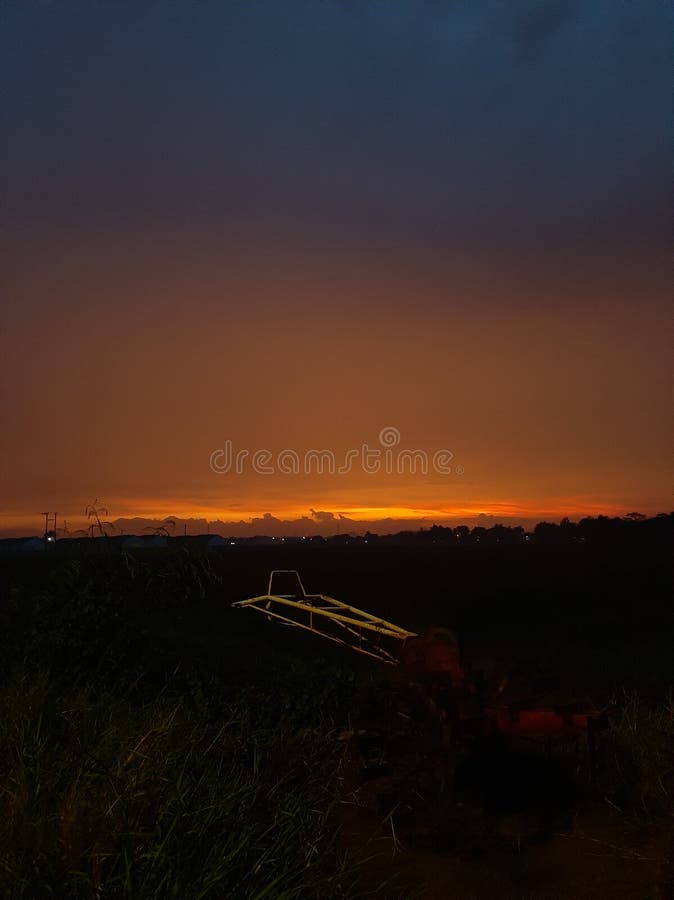 Beautiful Sunset in Karawang, West Java, Indonesia Stock Image - Image ...