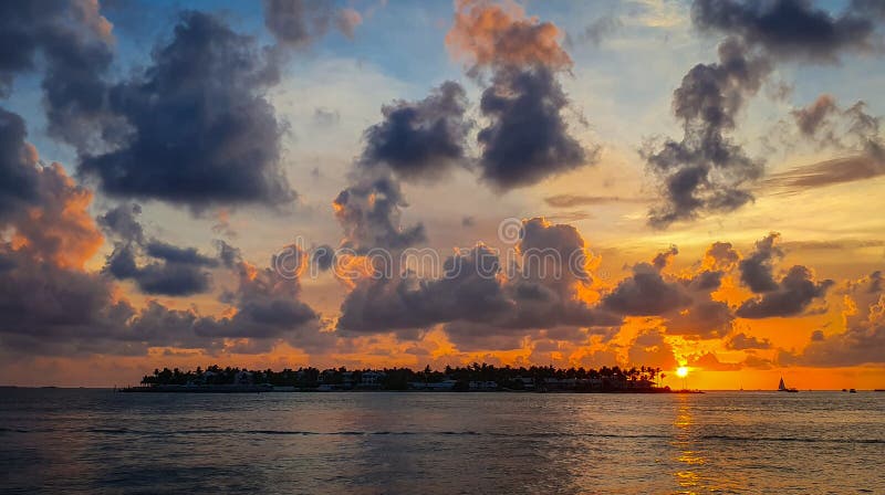 Beautiful and Colorful Sunset in Key West. Stock Image - Image of ...