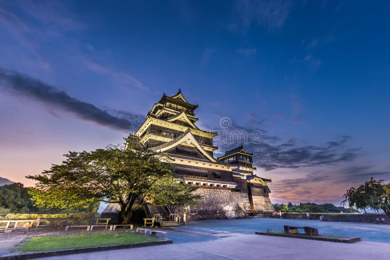 Beautiful Sunset at Kumamoto Castle in Kyushu, Japan. Stock Photo ...