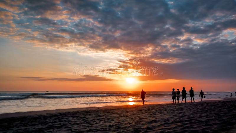 Beautiful Sunset in Kuta Bali Editorial Photography - Image of morning ...