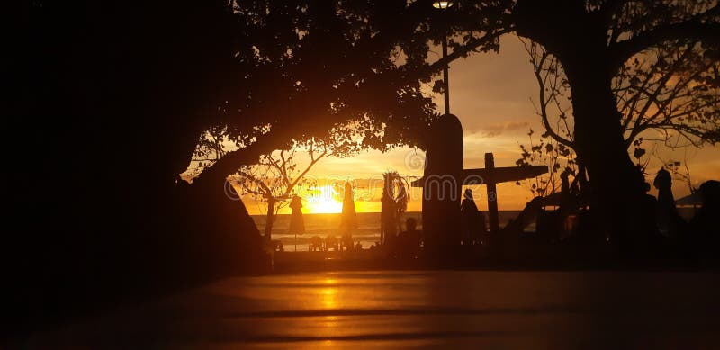 Beautiful Sunset on Kuta Beach Bali, the Sun is Very Beautiful? Stock ...