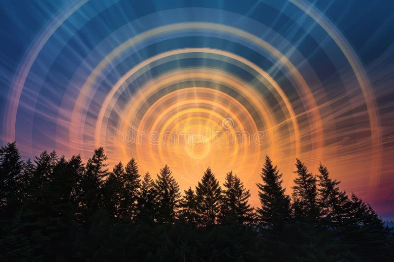 A Beautiful Sunset with a Large Circle in the Sky Stock Image - Image ...