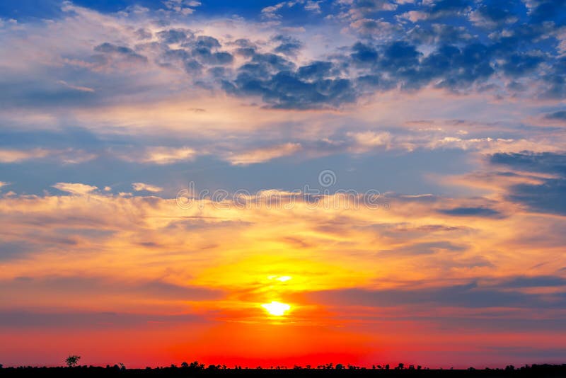 Beautiful Sunset, Light Majestic Clouds Stock Photo - Image of magic ...