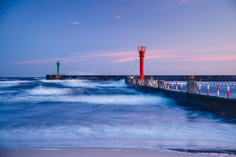 Lighthouse with blue sky stock photo. Image of cloud, water - 1097004