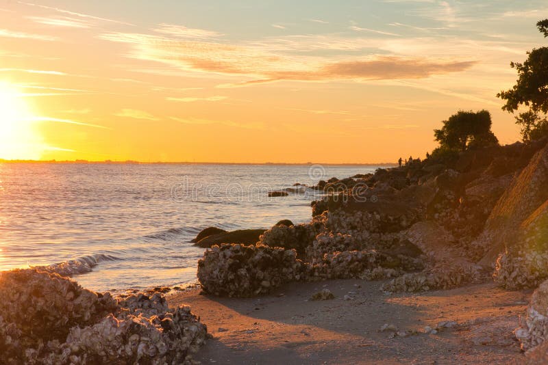 A Beautiful Sunset after a Long Day at the Beach. Stock Photo - Image ...