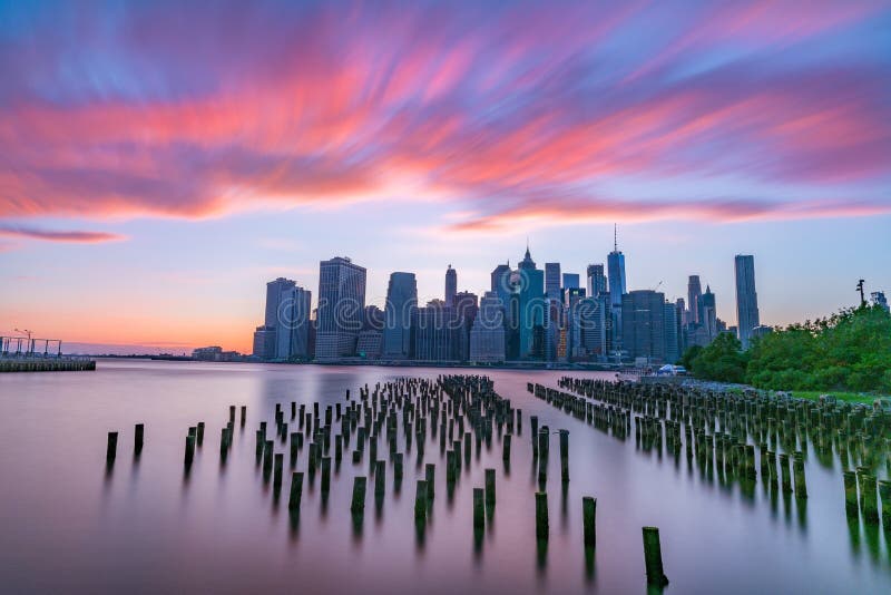 Beautiful Sunset at Lower Manhattan, NY Stock Image - Image of ...