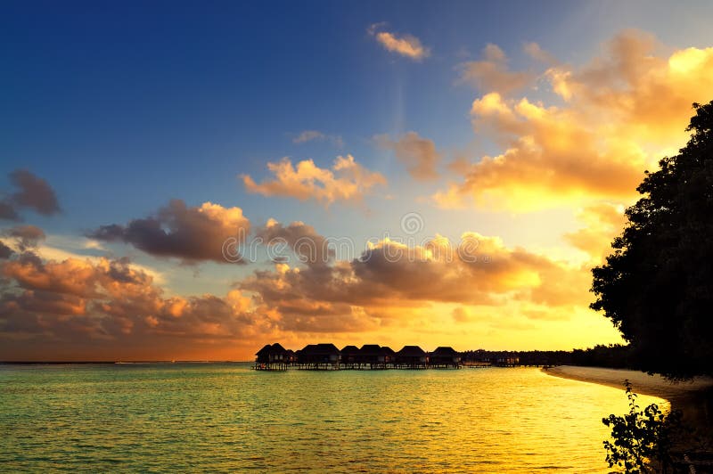 Beautiful Sunset in Maldives Stock Photo - Image of outdoors ...