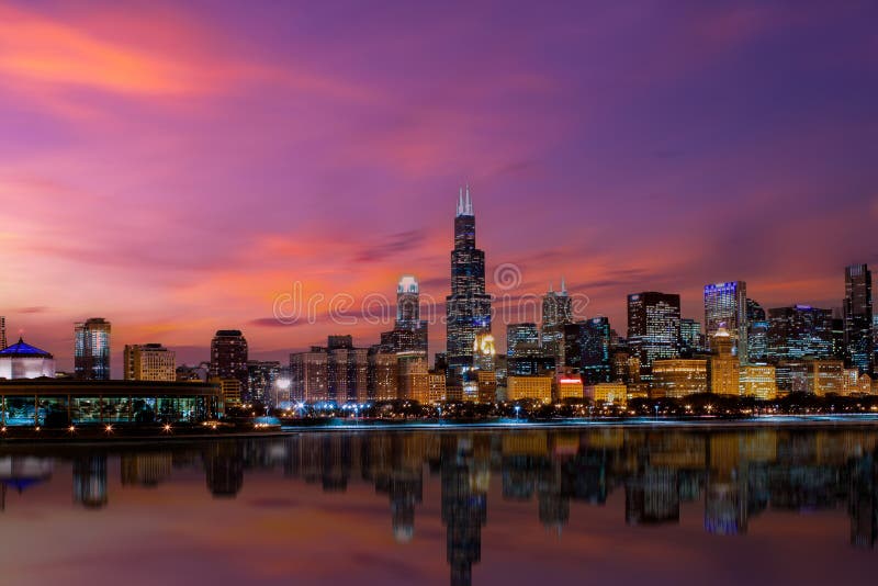 A Beautiful Sunset of the Manhattan Skyline, USA Stock Image - Image of ...