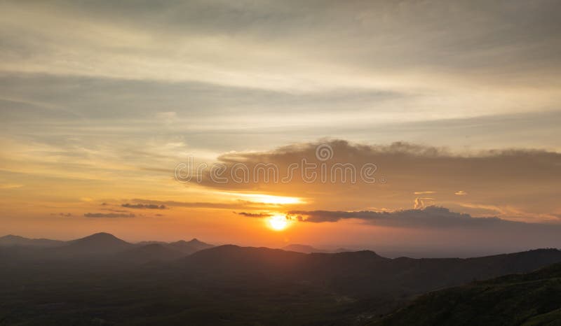 The Beautiful Sunset on the Meratus Mountains of South Borneo Stock ...