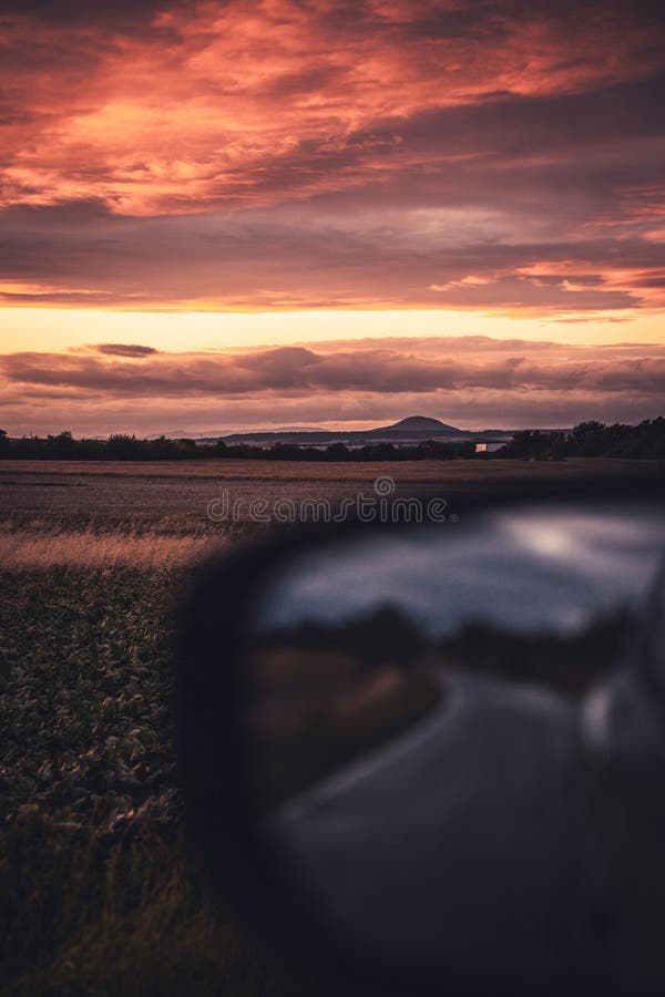 Beautiful Sunset Mirrored Rear View Mirror Car Stock Photos - Free ...