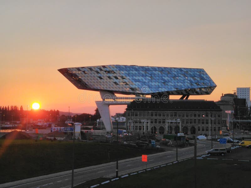 A Beautiful Sunset with a Modern Architecture Stock Photo - Image of ...