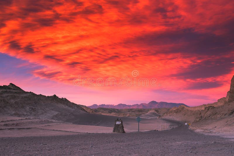 Beautiful Sunset in the Moon Valley, Atacama Desert, Chile Stock Image ...