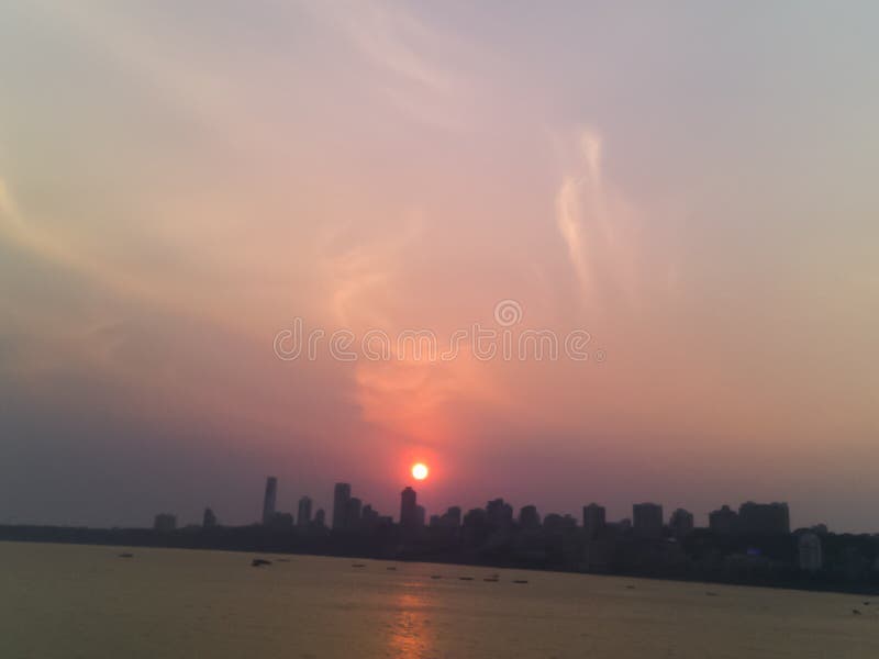 A Beautiful Sunset in a Mumbai City Stock Photo - Image of orang ...