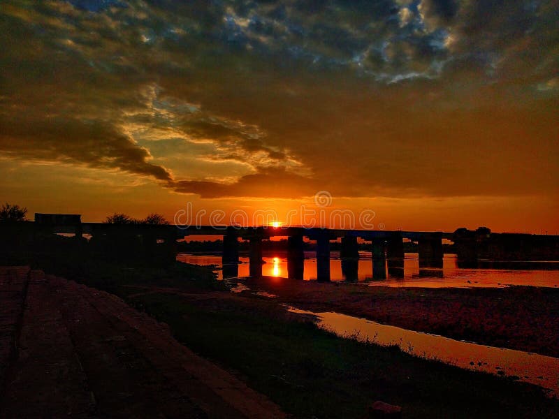 Beautiful Sunset with Nice Stunning Visual Reflection Stock Photo ...