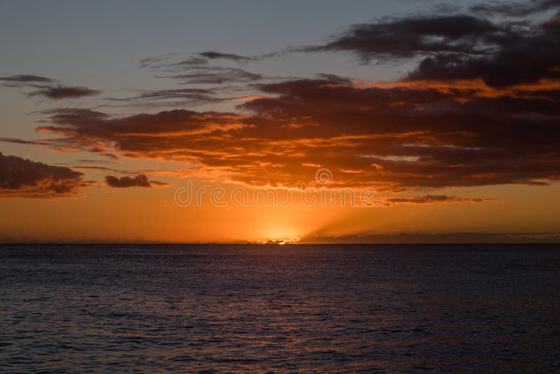 Beautiful Sunset at the West Shore of Oahu Stock Photo - Image of ...