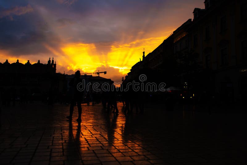 Beautiful Sunset on the Old Town Square Editorial Image - Image of city ...