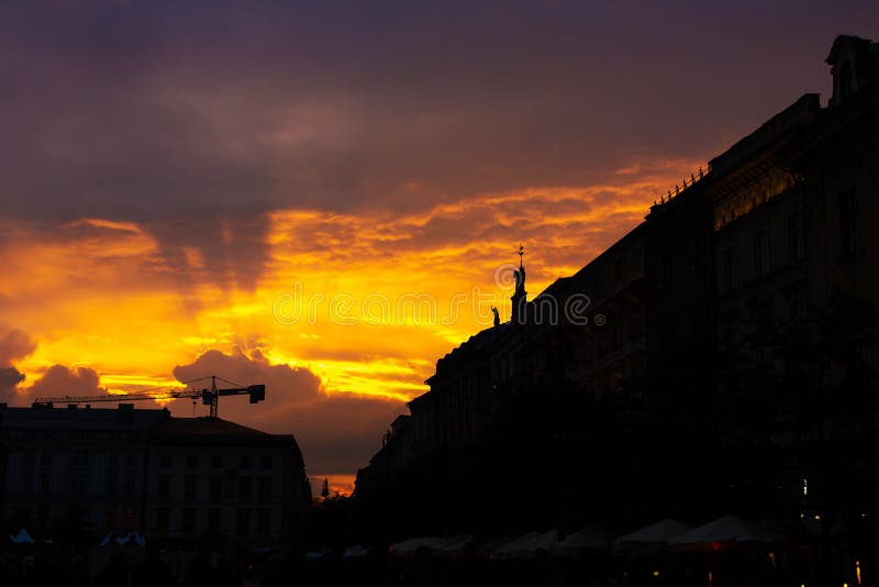Beautiful Sunset on the Old Town Square Stock Photo - Image of ...