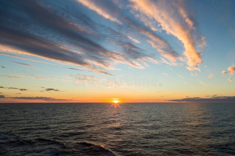 Beautiful Sunset in Open Ocean. Stock Image - Image of sunny, beautiful ...