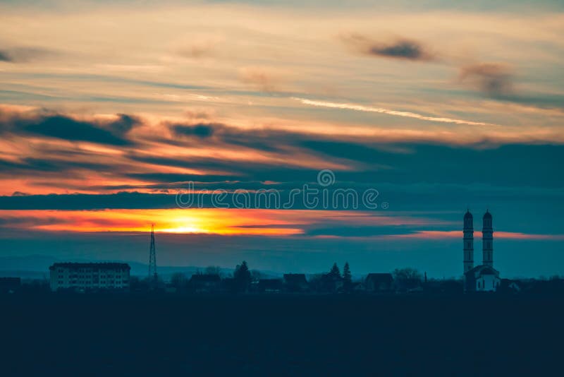 Beautiful Sunset Over the Church Stock Image - Image of dramatic ...