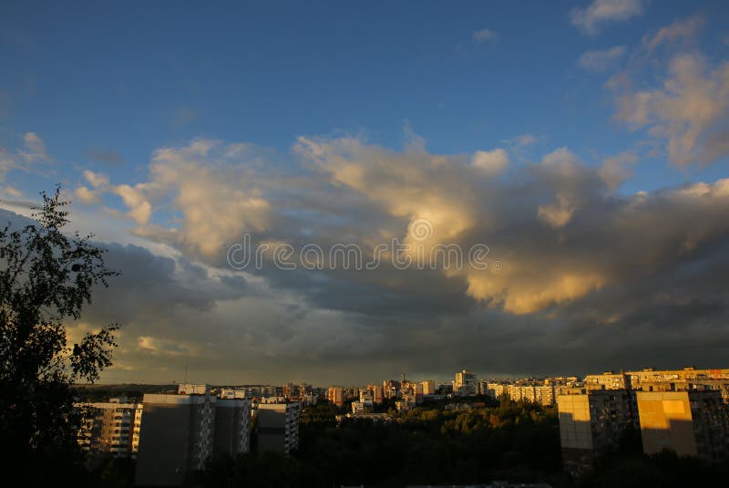 Beautiful Sunset Over the City. Beautiful Sky Colours Stock Image ...