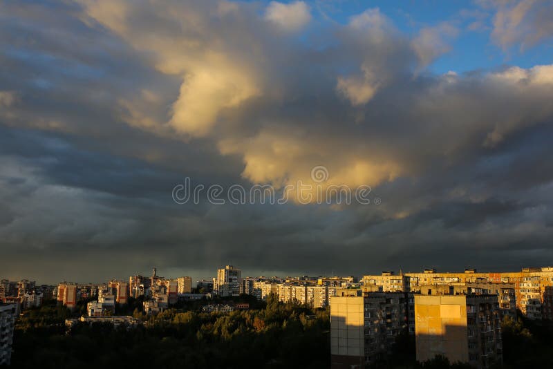 Beautiful Sunset Over the City. Beautiful Sky Colours Stock Photo ...