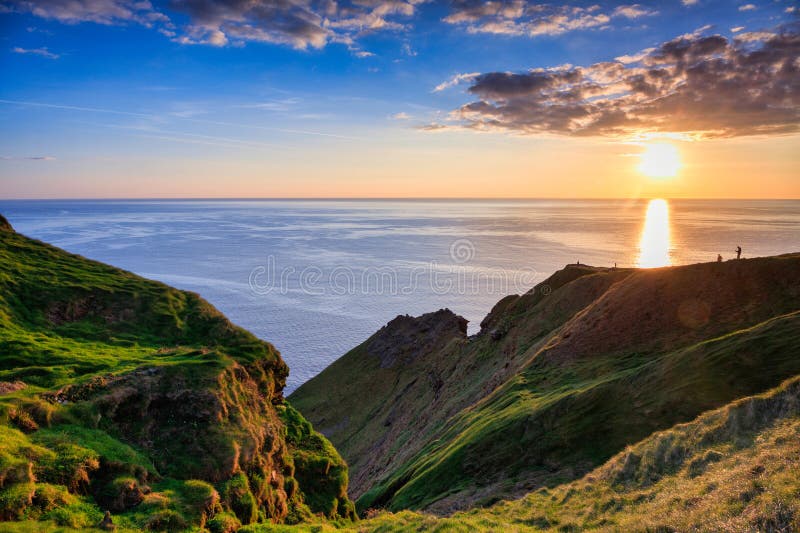 Beautiful Sunset Over Cliffs Moher County Clare Ireland Stock Photos ...