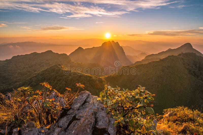 The Beautiful Sunset Over Doi Luang Chiangdao the Third Highest ...