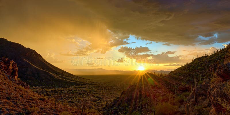 Beautiful Sunset Over Gates Pass, Tucson, AZ Stock Image - Image of ...