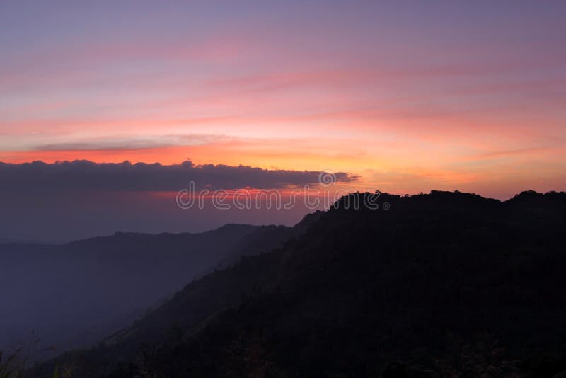 Beautiful Sunset Over the Hill Stock Image - Image of nature, tree ...