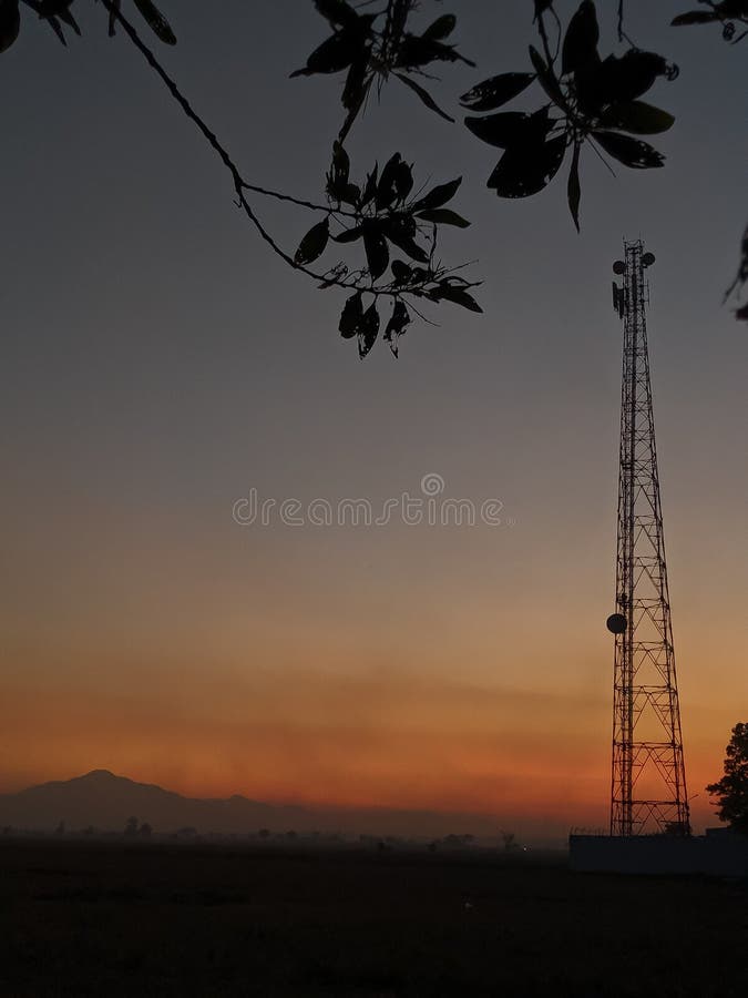 Beautiful Sunset Over Hills Cell Tower Stock Photos - Free & Royalty ...
