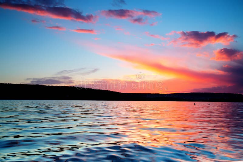 Beautiful Sunset Over the Horizon Stock Photo - Image of orange, cloud ...