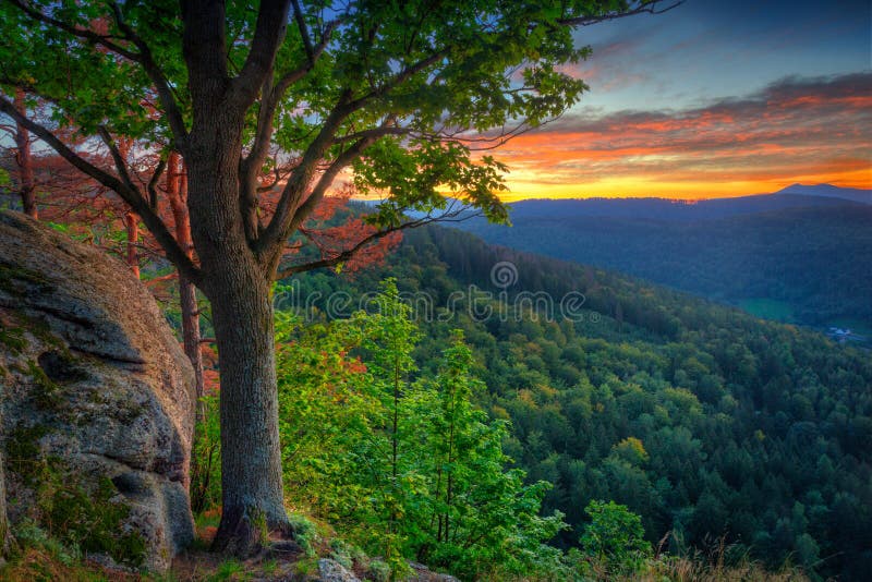 Beautiful Sunset Over the Karkonosze Mountains, Poland Stock Image ...