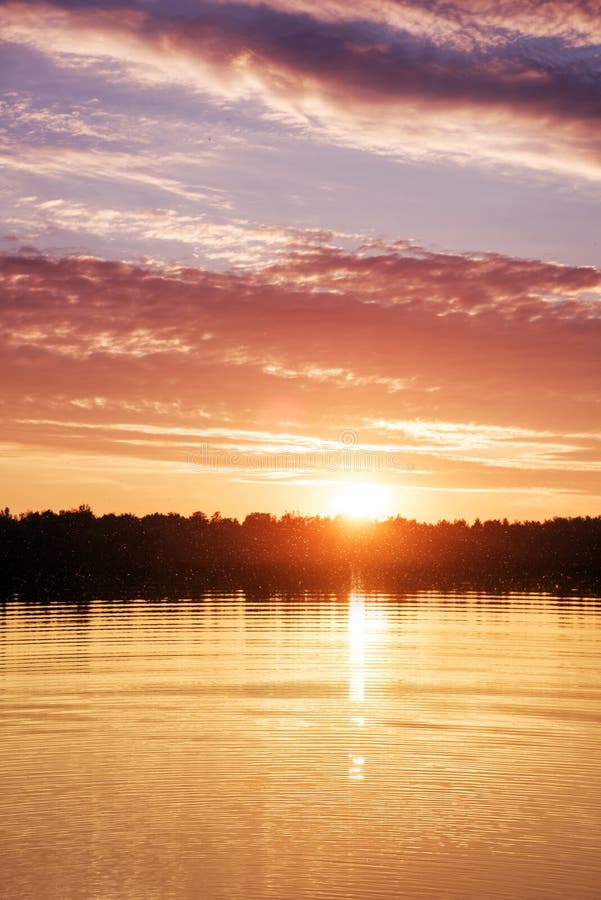 Beautiful Sunset Over the Lake Stock Image - Image of beauty, rural ...