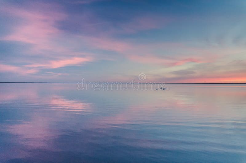 Beautiful Sunset Over Lake, Simple Wallpaper Background Stock Image ...