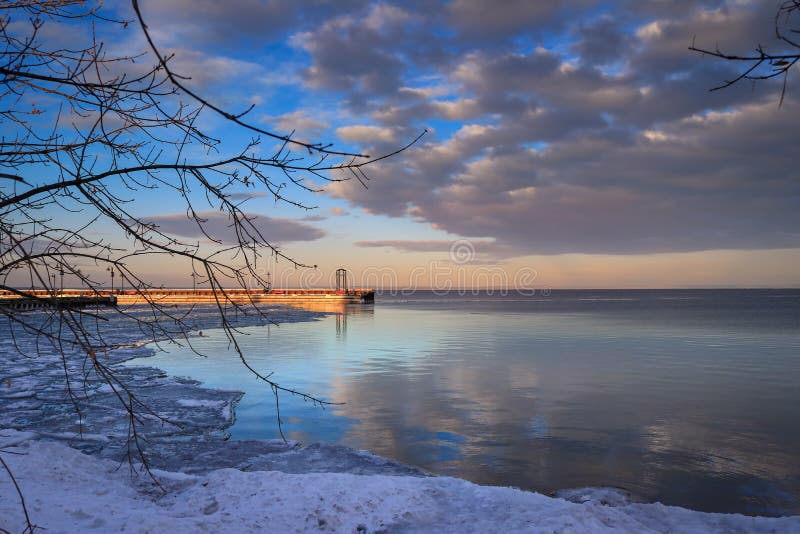 Beautiful Sunset Over the Marina Dock at Cold Lake, Alberta Stock Image ...