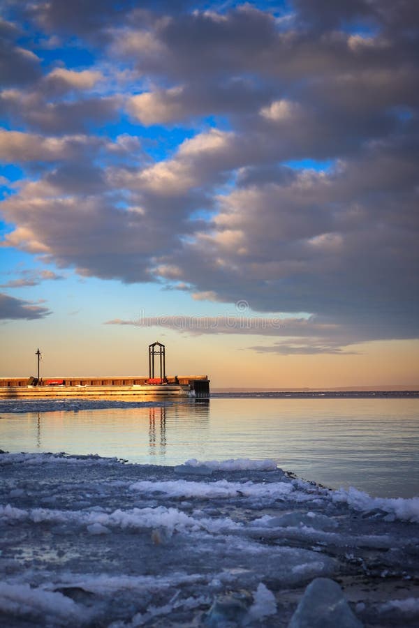 Beautiful Sunset Over the Marina Dock at Cold Lake, Alberta Stock Image ...