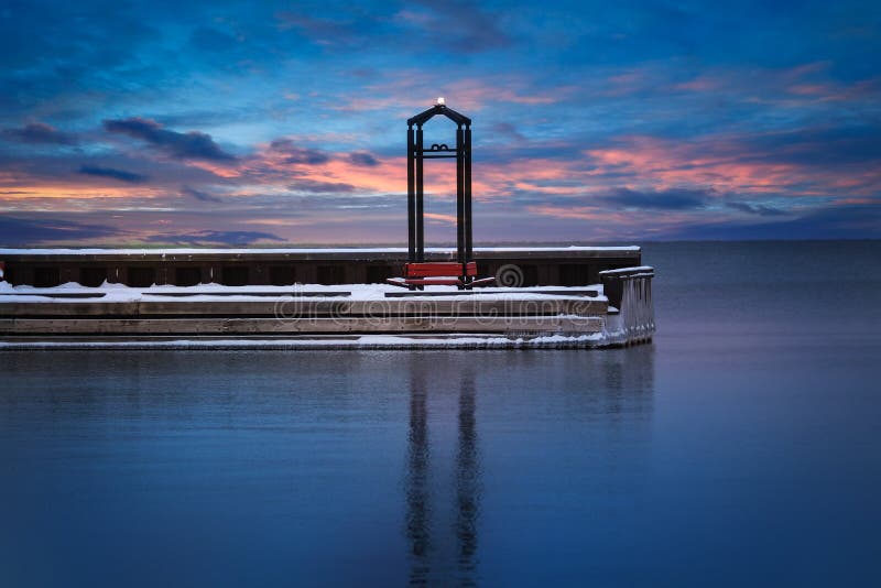 Beautiful Sunset Over the Marina Dock at Cold Lake, Alberta Stock Photo ...