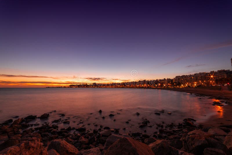 Beautiful Sunset Over the Boardwalk and Beach of Montevideo, Uruguay Stock Photo - Image of ...