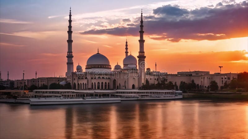 Sunset Over a Mosque in a City Stock Video - Video of clouds, peaceful ...